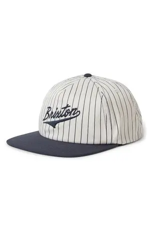 Brixton The League Cotton Twill Baseball Cap - Washed Navy/ Off White