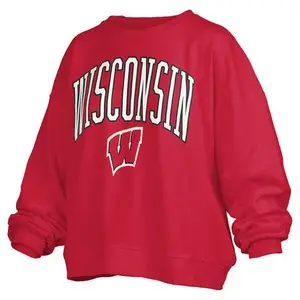 PRESSBOX Wisconsin Badgers Oversized Pullover Sweatshirt - Red