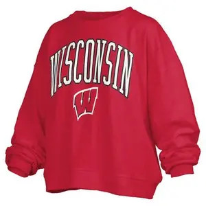 PRESSBOX Wisconsin Badgers Oversized Pullover Sweatshirt - Red