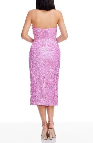 Dress The Population Etta Sequin Strapless Sheath Dress - Lilac