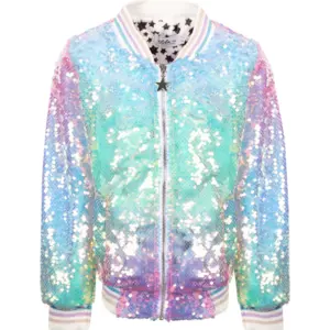 LOLA + THE BOYS Icy Ombre Sequin Jacket - Blue