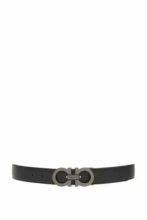 FERRAGAMO Adjustable Reversible Belt - Black/clay
