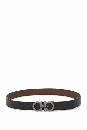 FERRAGAMO Adjustable Reversible Belt - Black/clay