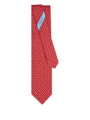 FERRAGAMO Elephant-print Silk Neck Tie - Red