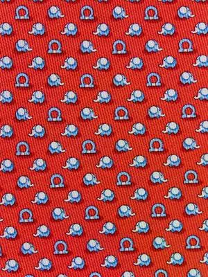 FERRAGAMO Elephant-print Silk Neck Tie - Red