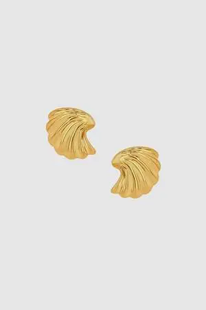 ANINE BING Curved Shell Stud Earrings - Gold