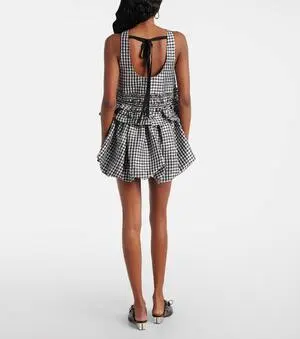 GANNI Gingham Ruffled Top - Black