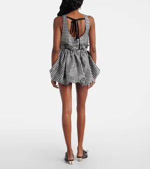 GANNI Gingham Taffeta Miniskirt
