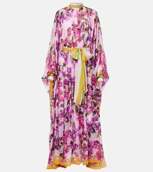 Dolce & Gabbana Belted Floral Silk Kaftan