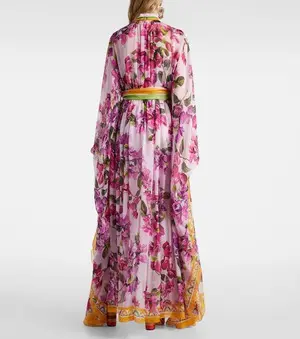 Dolce & Gabbana Belted Floral Silk Kaftan