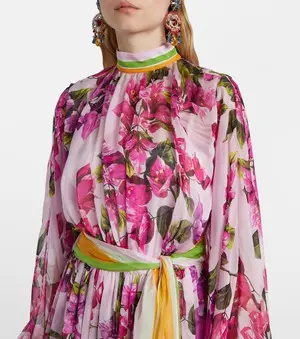 Dolce & Gabbana Belted Floral Silk Kaftan
