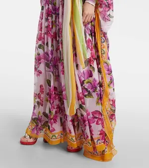 Dolce & Gabbana Belted Floral Silk Kaftan
