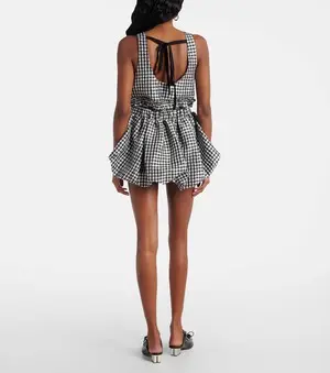 GANNI Gingham Taffeta Miniskirt