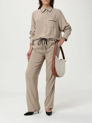Victoria Beckham Striped Shirt With Classic Collar - Brown