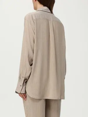 Victoria Beckham Striped Shirt With Classic Collar - Brown