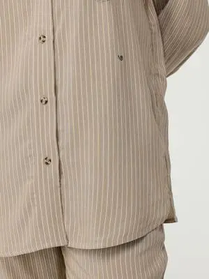 Victoria Beckham Striped Shirt With Classic Collar - Brown