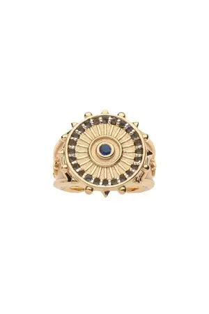 JANE WIN Protect Embellished Watchful Eye Ring - Blue