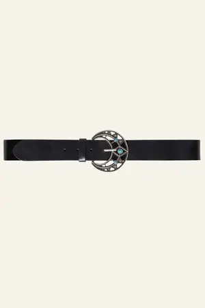 Ba&sh Boston Wide Leather Belt - Black