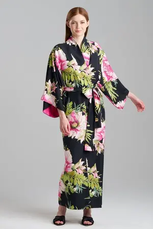Natori Sonomi Robe - Black / Floral / Multicolor