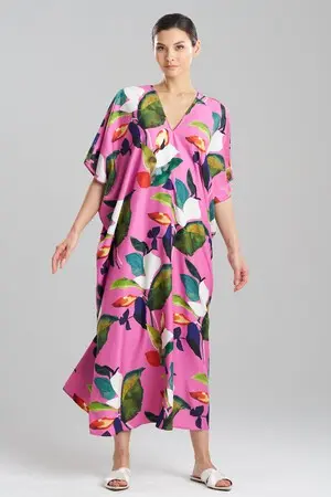 Natori Printed Daido Caftan - Pink / Purple