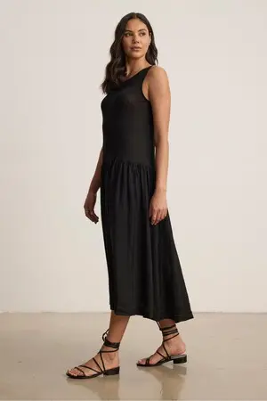 Velvet By Graham & Spencer Mable Linen Knit Midi Dress - Black