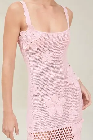 Devon Windsor Solla Crochet Midi Dress - Pink