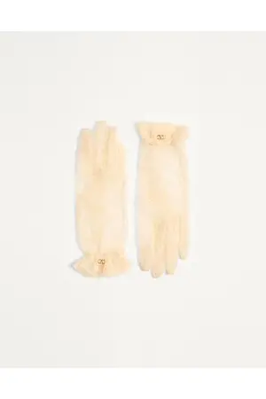 Valentino Garavani Vlogo Signature Lace Gloves - Gold
