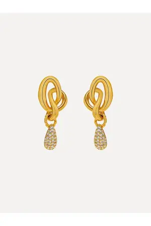Oscar De La Renta Pavé O Knot Dangle Earrings - Gold