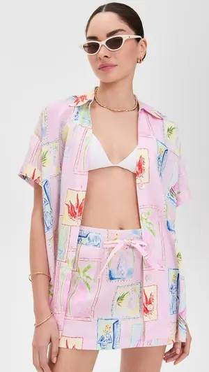 Show Me Your Mumu Parker Palm Print Button-down Shirt