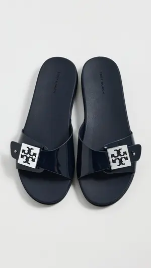 Tory Burch Buckle Slides - New Navy/silver