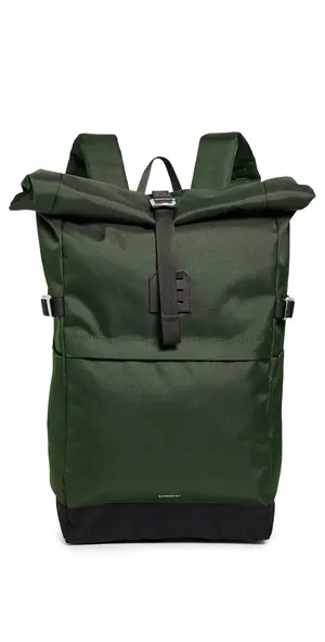 SANDQVIST Icon Medium Rolltop Backpack - Dawn Green With Dark Brown