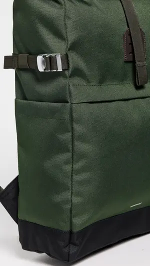 SANDQVIST Icon Medium Rolltop Backpack - Dawn Green With Dark Brown