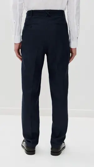 ALEX MILL Standard Pleated Linen Pants - Navy