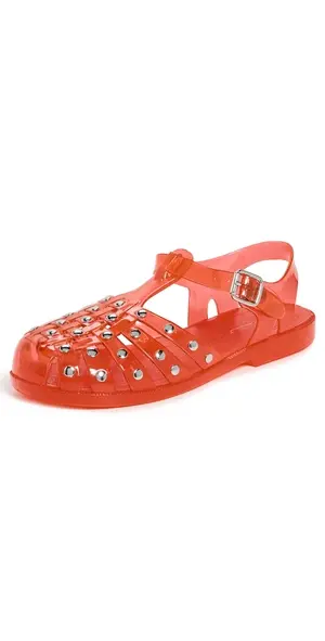 Intentionally Blank Ellery Studded Jelly Sandals - Cherry