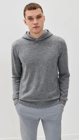 Greyson Cashmere Blend Hoodie Sweater - Smoke Heather