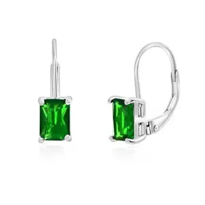 DONATELLO GIAN Sterling Silver Emerald Cut Earrings - Green