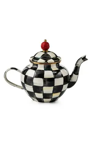 MACKENZIE-CHILDS Courtly Check Enameled Steel 4-cup Teapot - Black/ White