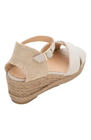FOREVER & ALWAYS SHOES Miria Leather Platform Espadrille - Beige Suede Leather