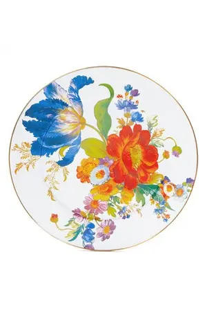 MACKENZIE-CHILDS Flower Market Enameled Steel Platter - White Multi