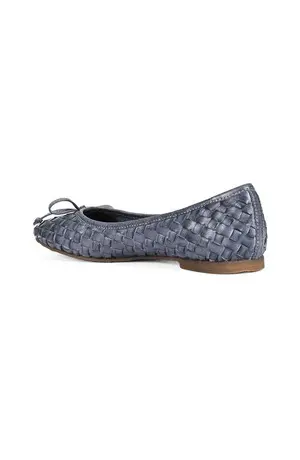 ROAN Business Leather Ballerina Flats - Light Grey Dd