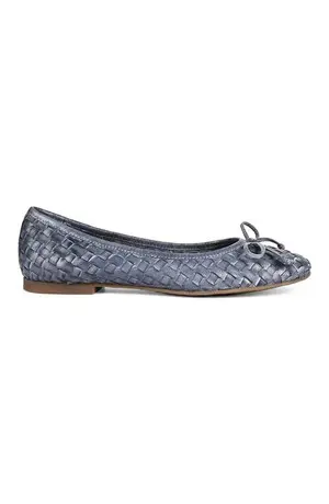 ROAN Business Leather Ballerina Flats - Light Grey Dd