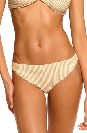 Ramy Brook Isla Metallic Scalloped Trim Bikini Bottoms - Gold Scallop