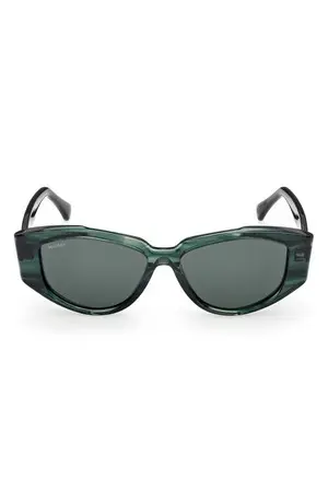 Max Mara Lee 52mm Round Frame Sunglasses - Striped Emerald/ Gold/ Emerald