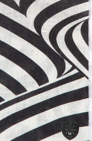 CLIFTON WILSON White Swirling Stripes Linen Pocket Square
