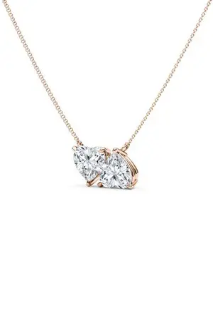 HAUTECARAT Twin Heart Lab Grown Diamond Necklace - 18k Rose Gold