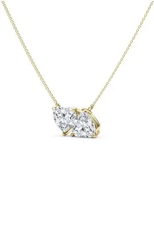 HAUTECARAT Twin Heart Lab Grown Diamond Necklace - 18k Yellow Gold