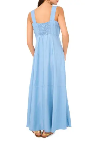 Vince Camuto Sleeveless Tiered Chambray Maxi Dress - Indigo
