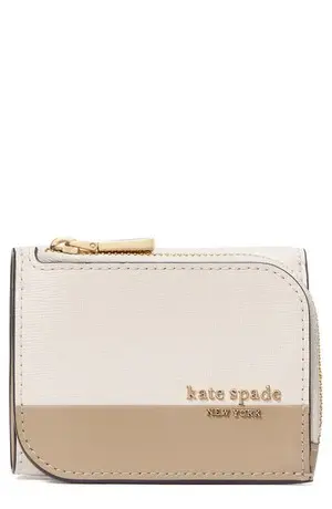 Kate Spade New York Small Devin Colorblock Saffiano Leather Card Case - Timeless Taupe Multi