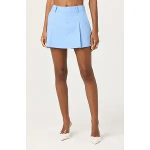 Astr The Label Cotton And Linen Blend Skort - Blue