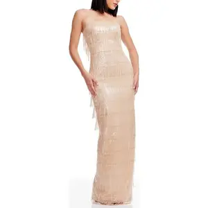 Dress The Population Sequin Fringe Strapless Dress